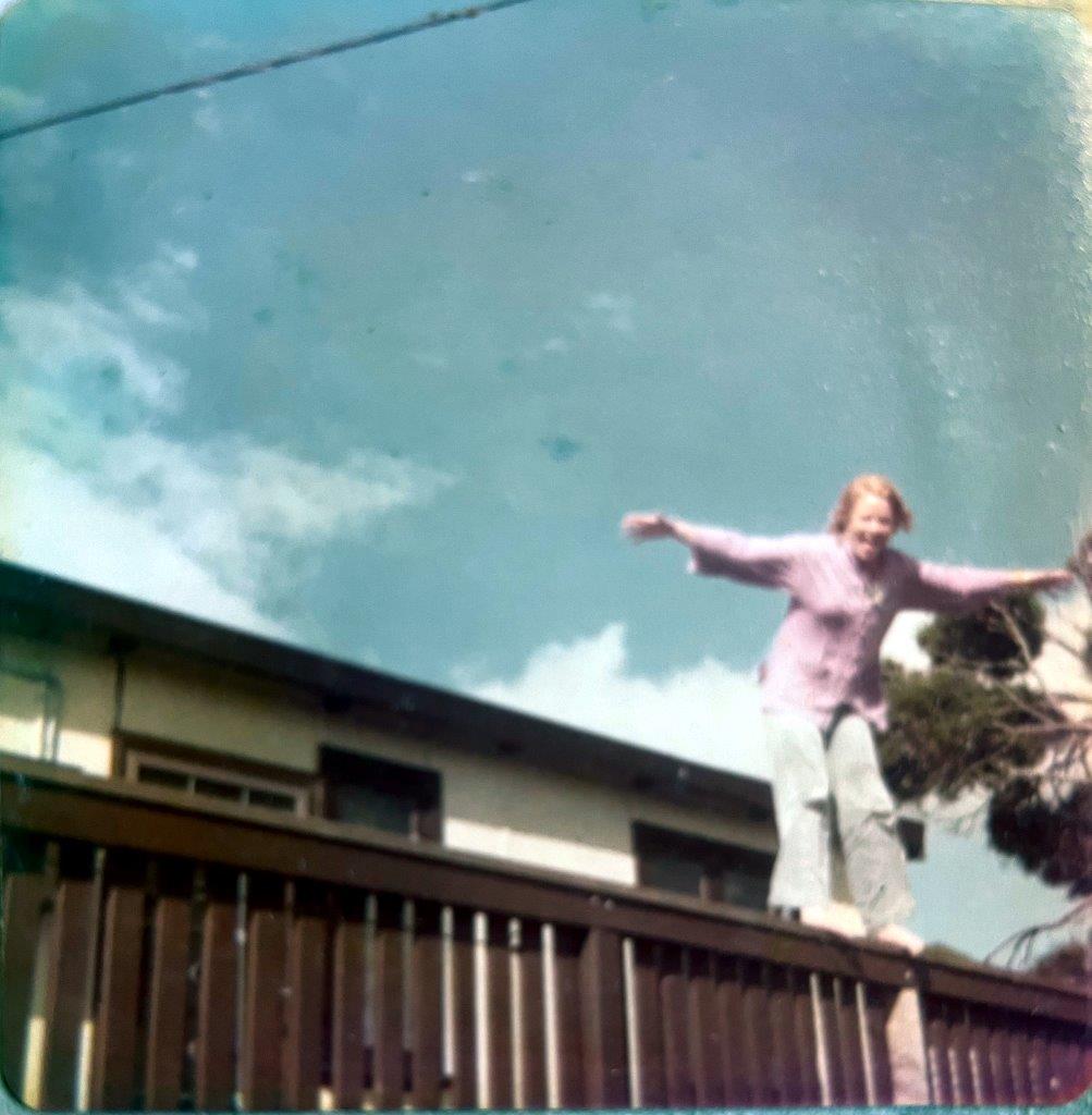 This is a lady called Bom hanging ten on her deck. She kindly rented me ...